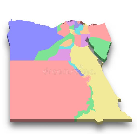 3d Isometric Colored Map of Egypt Stock Vector - Illustration of county ...