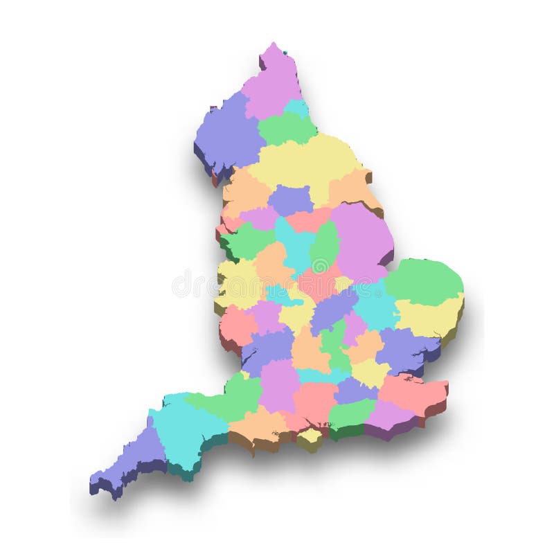 3d Isometric Colored Map of England Stock Vector - Illustration of ...