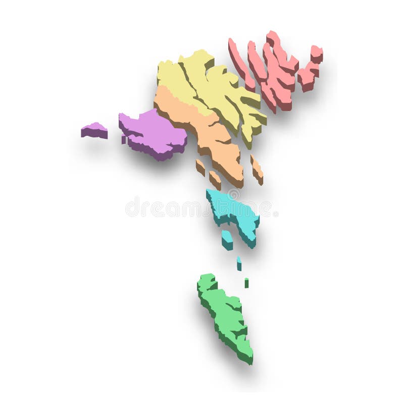 3d Isometric Colored Map of Faroe Islands Stock Vector - Illustration ...
