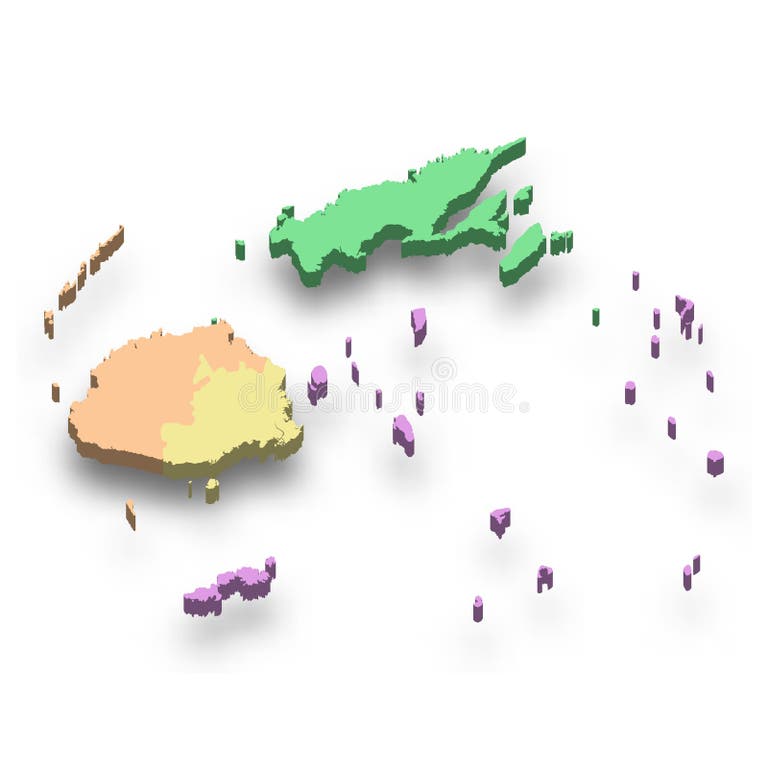 3d Isometric Colored Map of Fiji Stock Vector - Illustration of ...