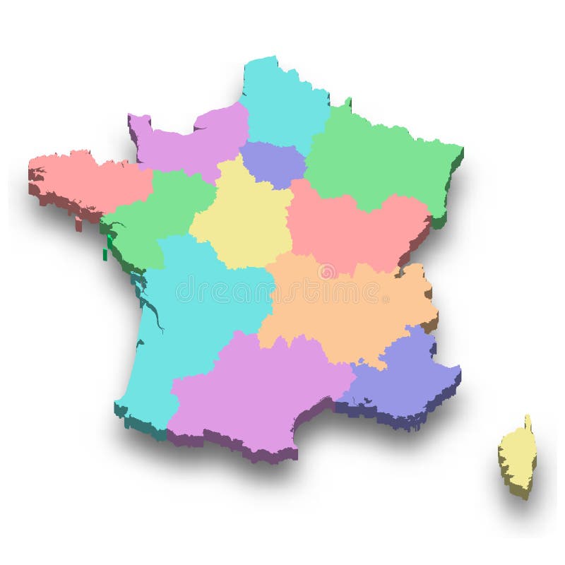 3d Isometric Colored Map of France Stock Vector - Illustration of ...
