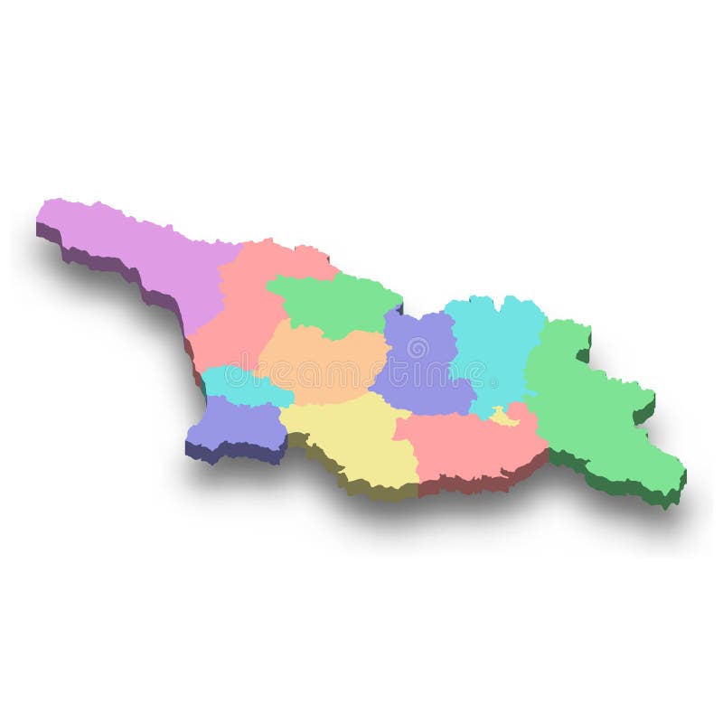 3d Isometric Colored Map of Georgia Stock Vector - Illustration of ...