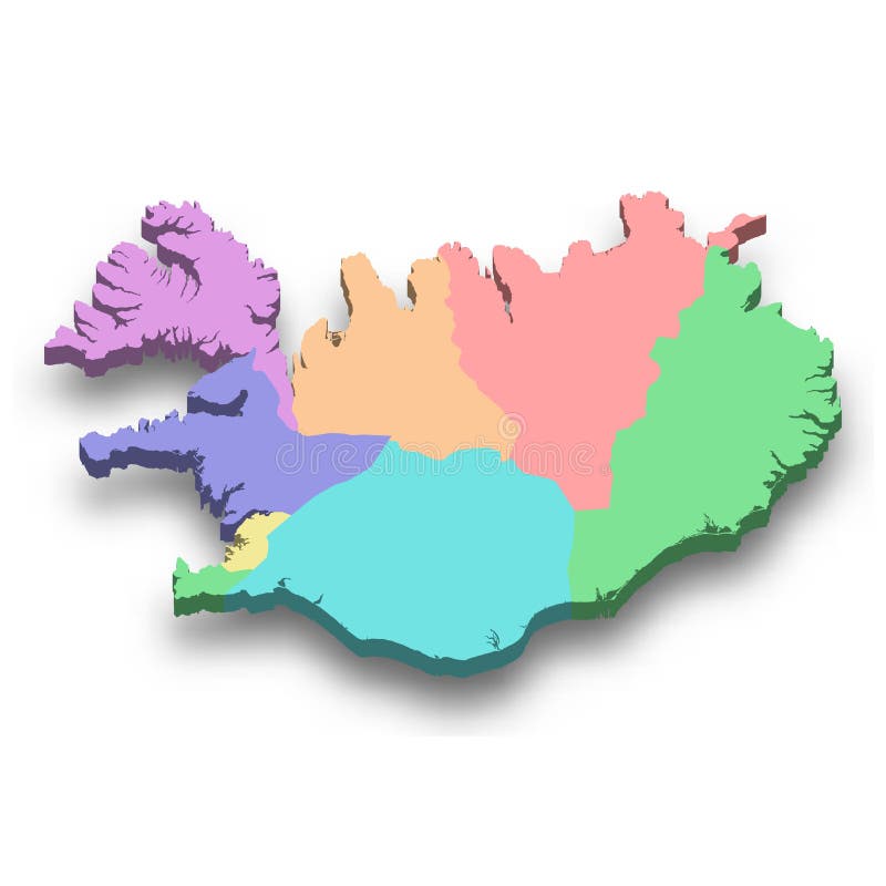 3d Isometric Colored Map of Iceland Stock Vector - Illustration of ...