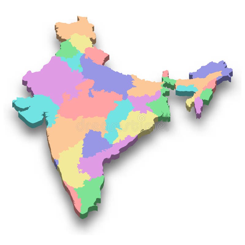 3d Isometric Colored Map of India Stock Vector - Illustration of india ...