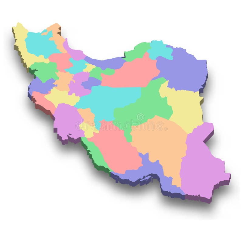 3d Isometric Colored Map of Iran Stock Vector - Illustration of ...