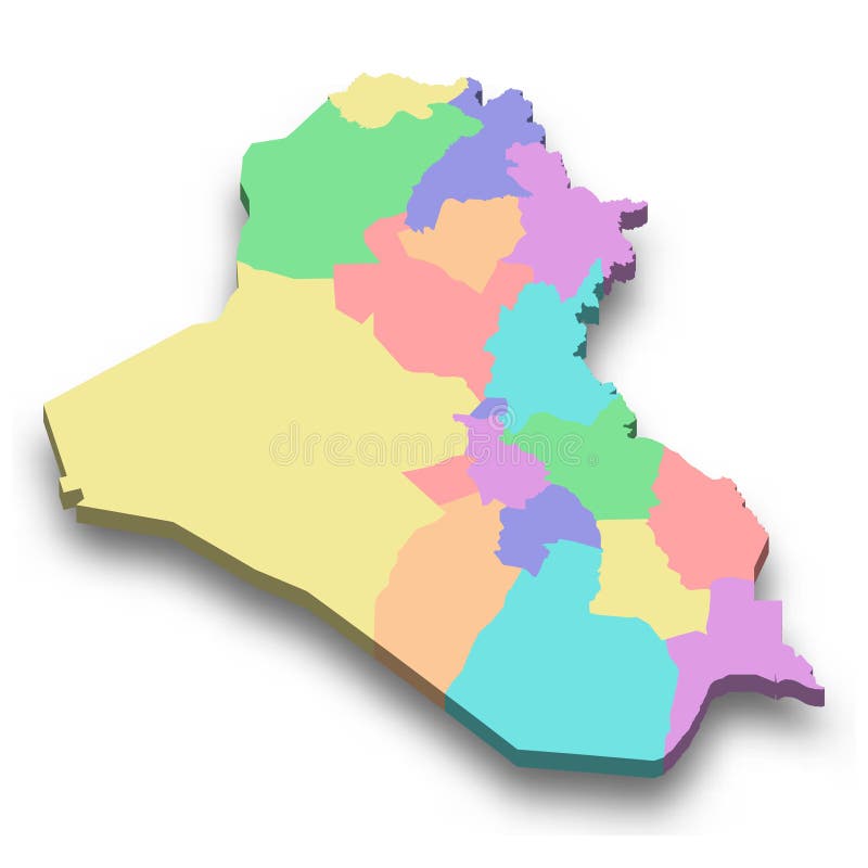 3d Isometric Colored Map of Iraq Stock Vector - Illustration of ...