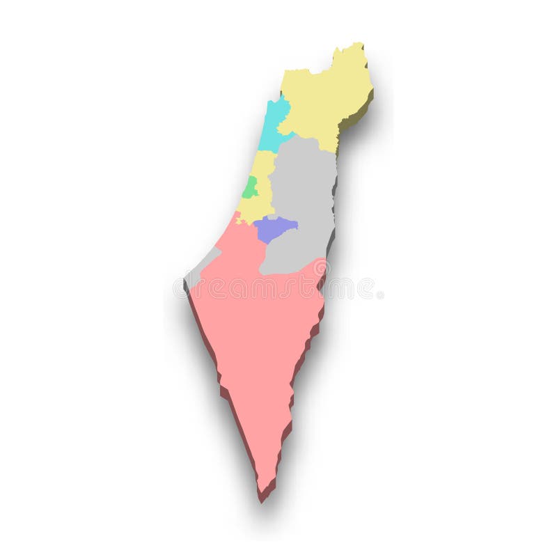 3d Isometric Colored Map of Israel Stock Vector - Illustration of ...