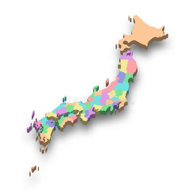 3d Isometric Colored Map of Japan Stock Illustration - Illustration of ...