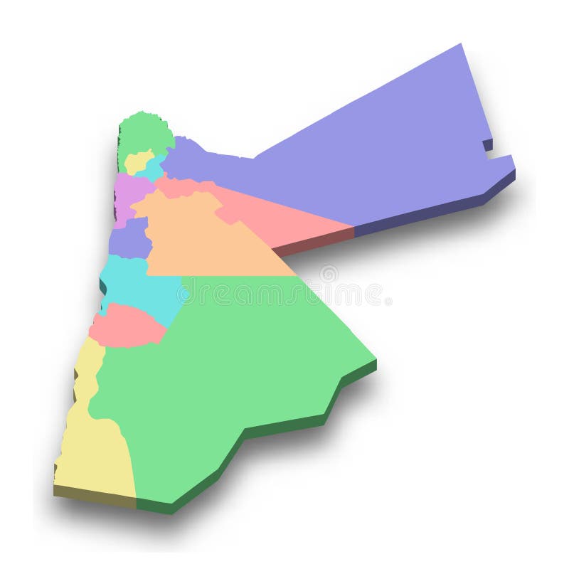 3d Isometric Colored Map of Jordan Stock Vector - Illustration of guide ...
