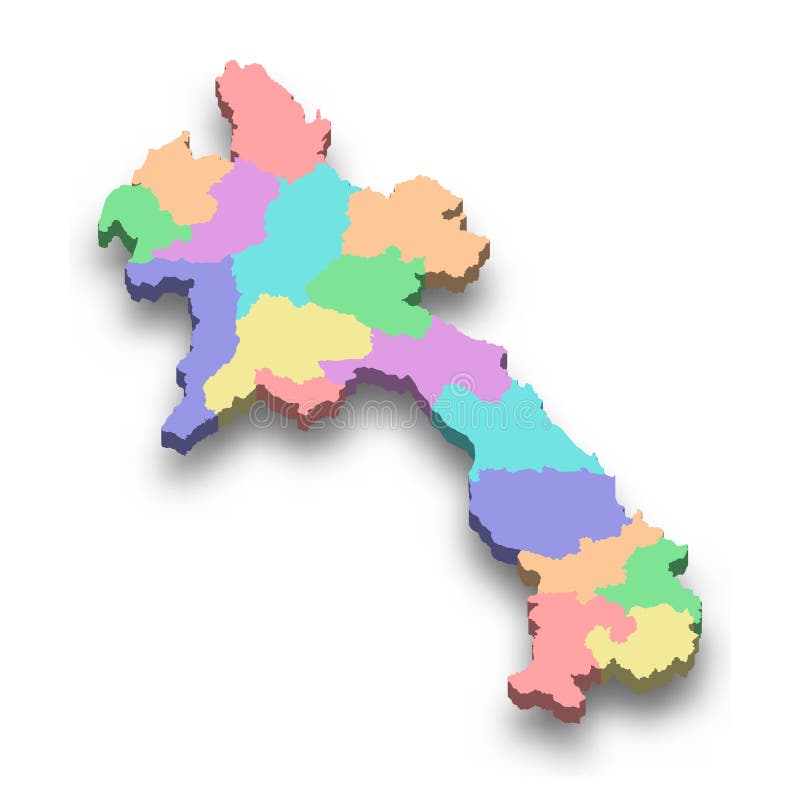 3d Isometric Colored Map of Laos Stock Vector - Illustration of ...