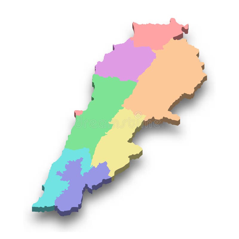 3d Isometric Colored Map of Lebanon Stock Vector - Illustration of ...