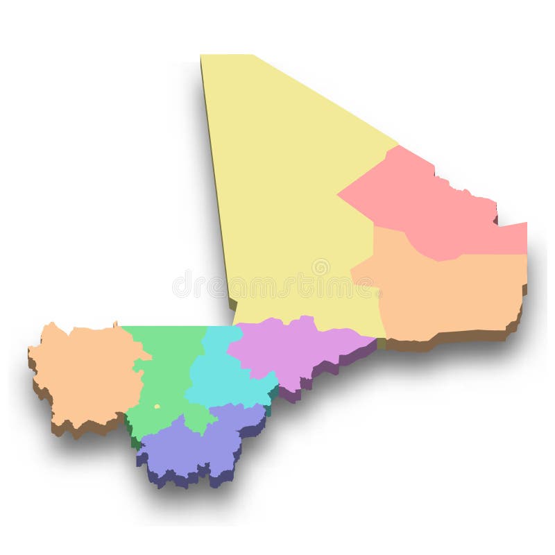 3d Isometric Colored Map of Mali Stock Vector - Illustration of state ...