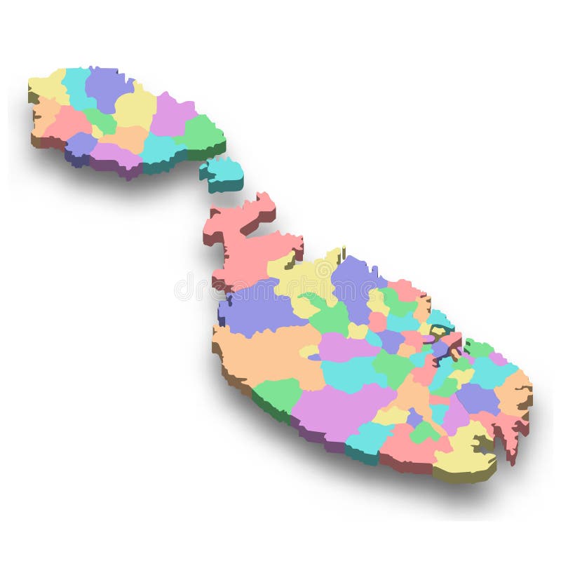 3d Isometric Colored Map of Malta Stock Vector - Illustration of plan ...