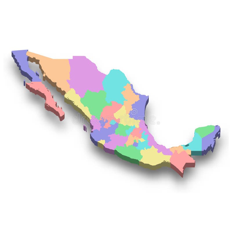 3d Isometric Colored Map of Mexico Stock Vector - Illustration of ...