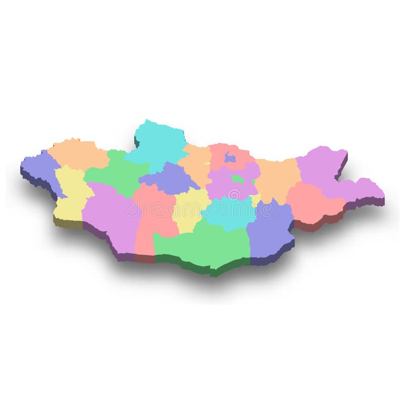 3d Isometric Colored Map of Mongolia Stock Vector - Illustration of ...