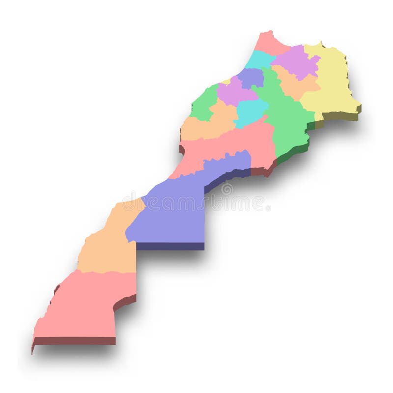 3d Isometric Colored Map of Morocco Stock Vector - Illustration of ...