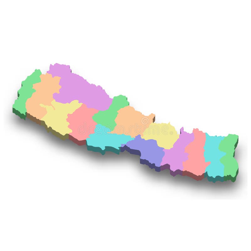 3d Isometric Colored Map of Nepal Stock Vector - Illustration of ...