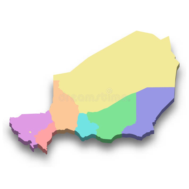 3d Isometric Colored Map of Niger Stock Vector - Illustration of plan ...