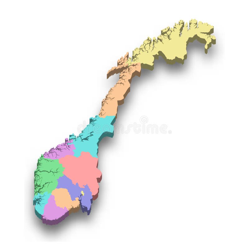 3d Isometric Colored Map of Norway Stock Vector - Illustration of plan ...