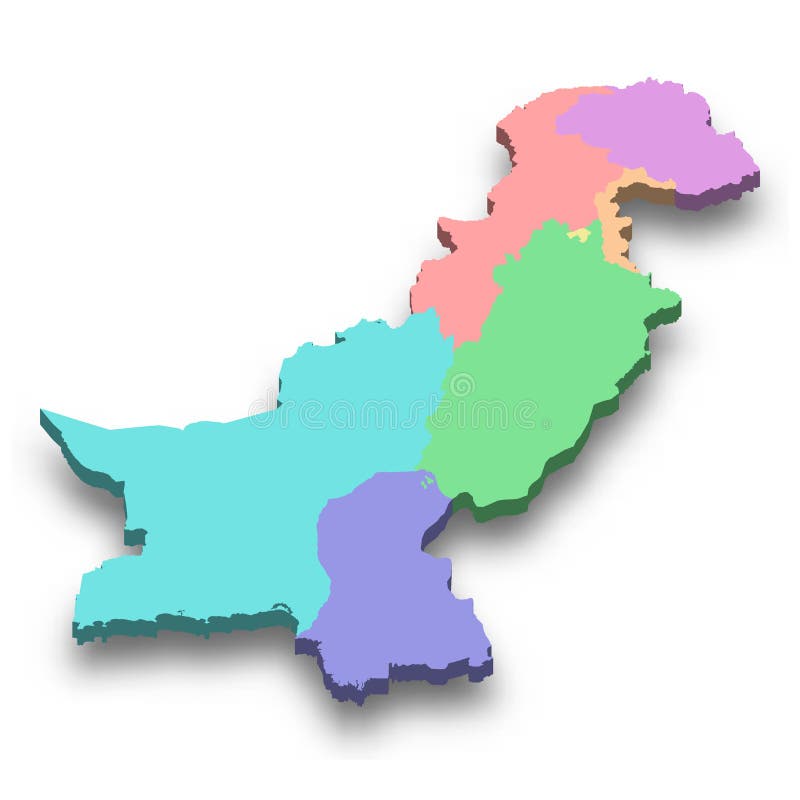3d Isometric Colored Map of Pakistan Stock Vector - Illustration of ...