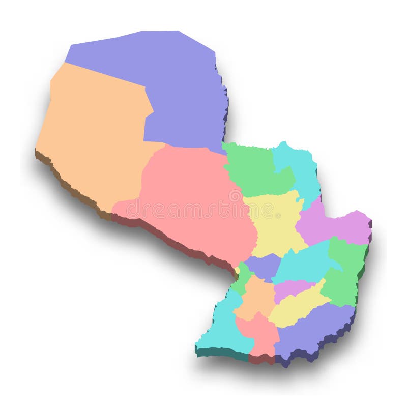 3d Isometric Colored Map of Paraguay Stock Vector - Illustration of ...