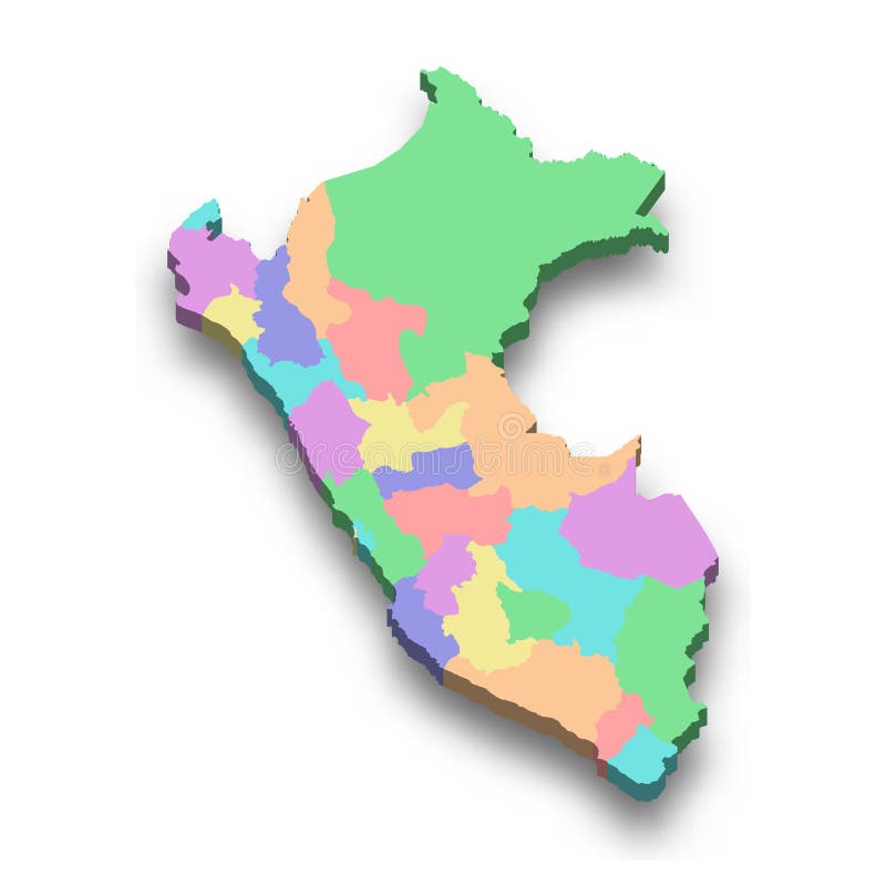 3d Isometric Colored Map of Peru Stock Vector - Illustration of ...