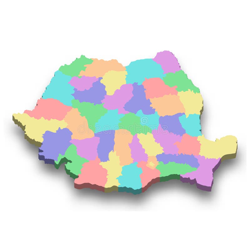 3d Isometric Colored Map of Romania Stock Vector - Illustration of area ...