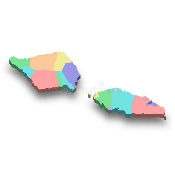 3d Isometric Colored Map of Samoa Stock Vector - Illustration of ...