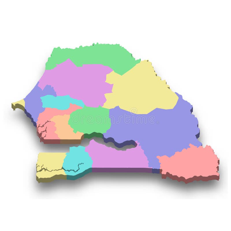 3d Isometric Colored Map of Senegal Stock Vector - Illustration of ...