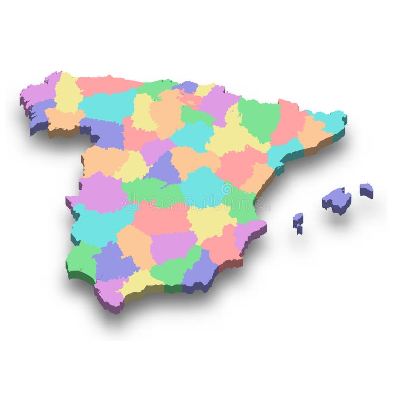 3d Isometric Colored Map of Spain Stock Vector - Illustration of guide ...