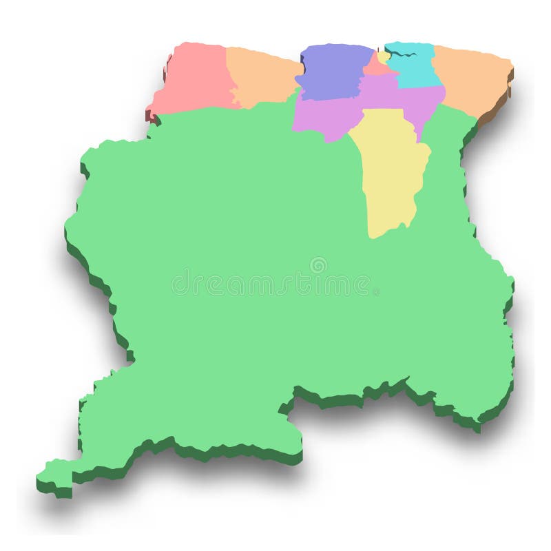 3d Isometric Colored Map of Suriname Stock Vector - Illustration of ...