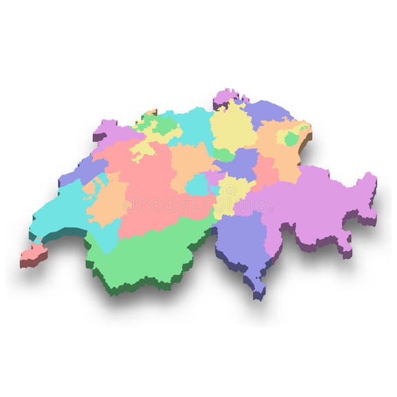3d Isometric Colored Map of Switzerland Stock Vector - Illustration of ...