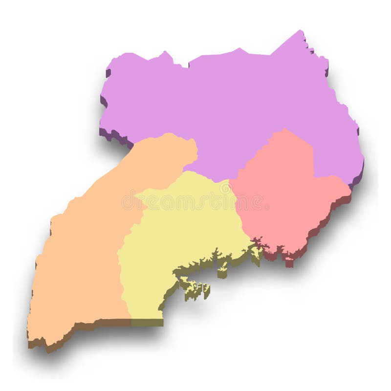 3d Isometric Colored Map of Uganda Stock Vector - Illustration of ...