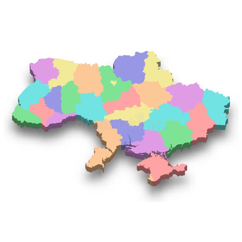 3d Isometric Colored Map of Ukraine Stock Vector - Illustration of ...
