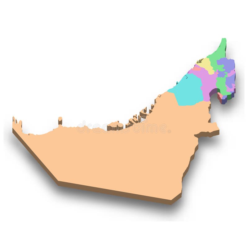 3d Isometric Colored Map of United Arab Emirates Stock Vector ...