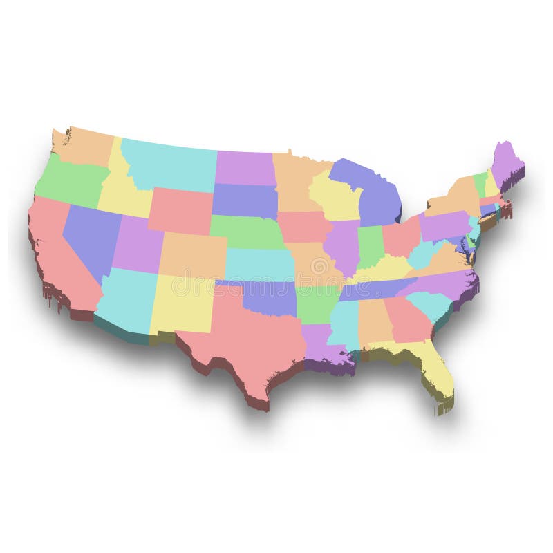 3d Isometric Colored Map of United States Stock Vector - Illustration ...