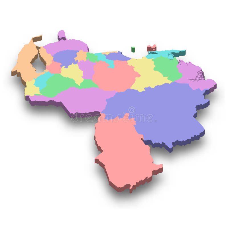 3d Isometric Colored Map of Venezuela Stock Vector - Illustration of ...