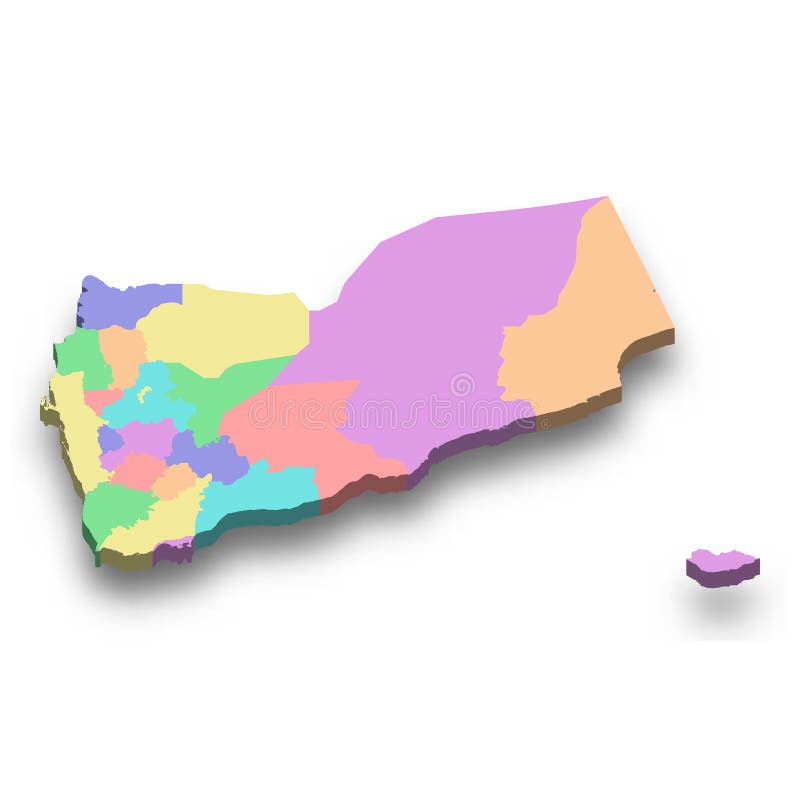 3d Isometric Colored Map of Yemen Stock Vector - Illustration of yemen ...