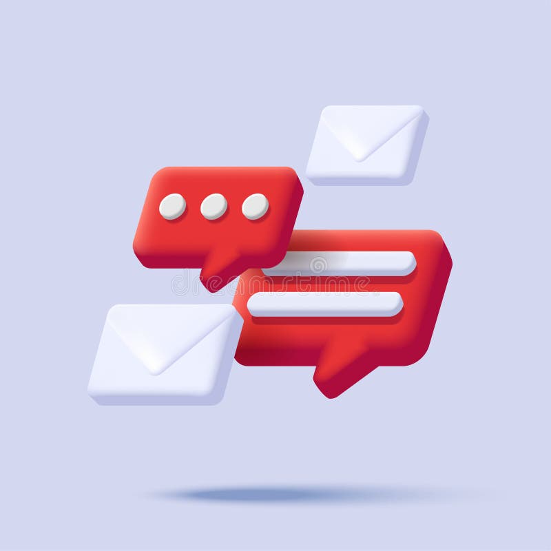 3d Isometric Composition with Digital Email Icons of Envelope and ...