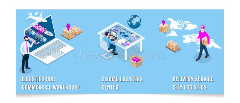 3D Isometric Concept of Global Logistic Network and Smart Logistics ...