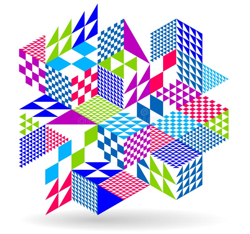 3D Isometric Cubic Design Vector Geometric Abstract Background, Modern ...