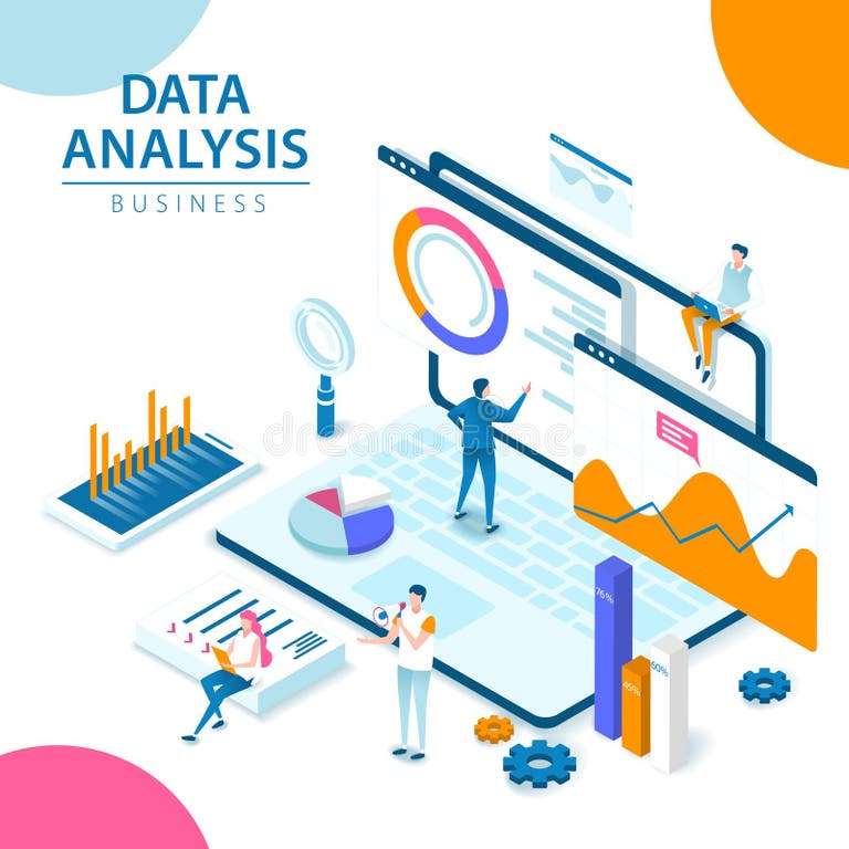 3d isometric Data analysis stock vector. Illustration of diagram - 282911101