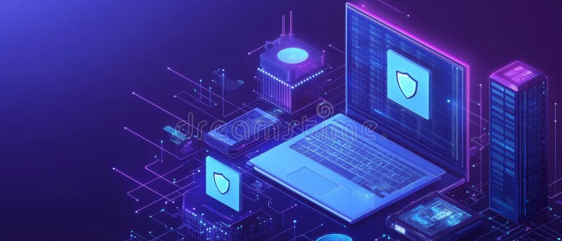 3D Isometric Privacy and Data Protection Concept with Hero Protect Data ...