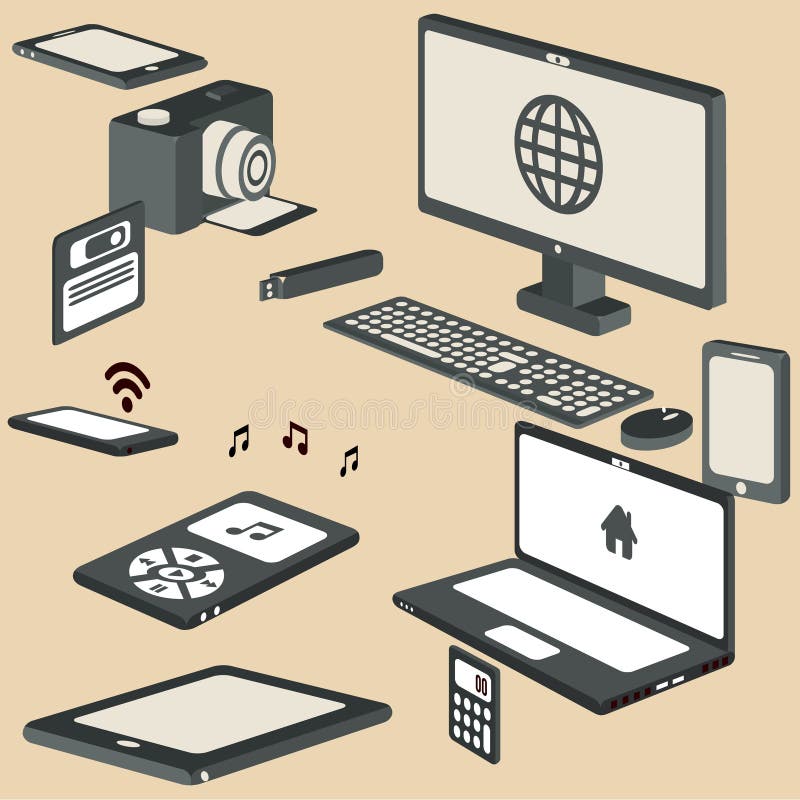 3d Isometric Devices Vector Set Stock Vector - Illustration of network ...