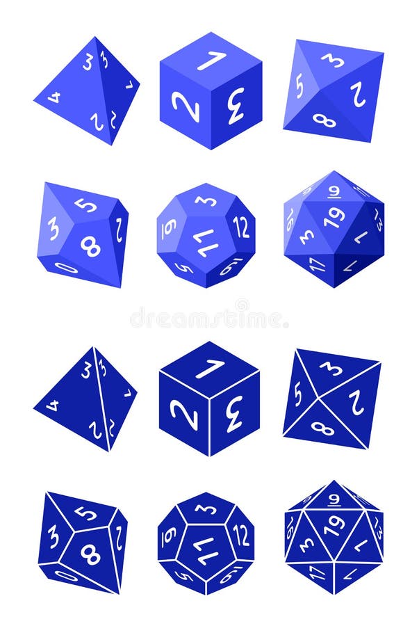 D4, D6, D8, D10, D12, and D20 Isometric Dice for Boardgames Stock ...