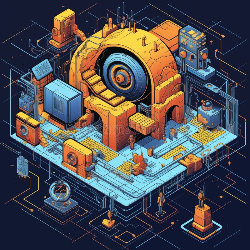 3d Isometric Engineering Factory Concept. Industrial Factory Building ...