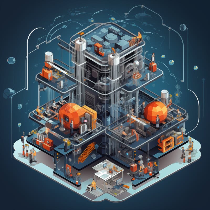 3d Isometric Engineering Factory Concept. Industrial Factory Building ...
