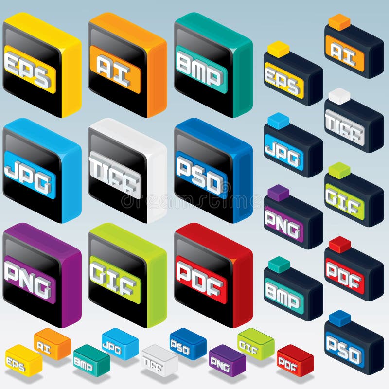 3D Isometric File Type Icons. Computer Graphics Stock Vector ...