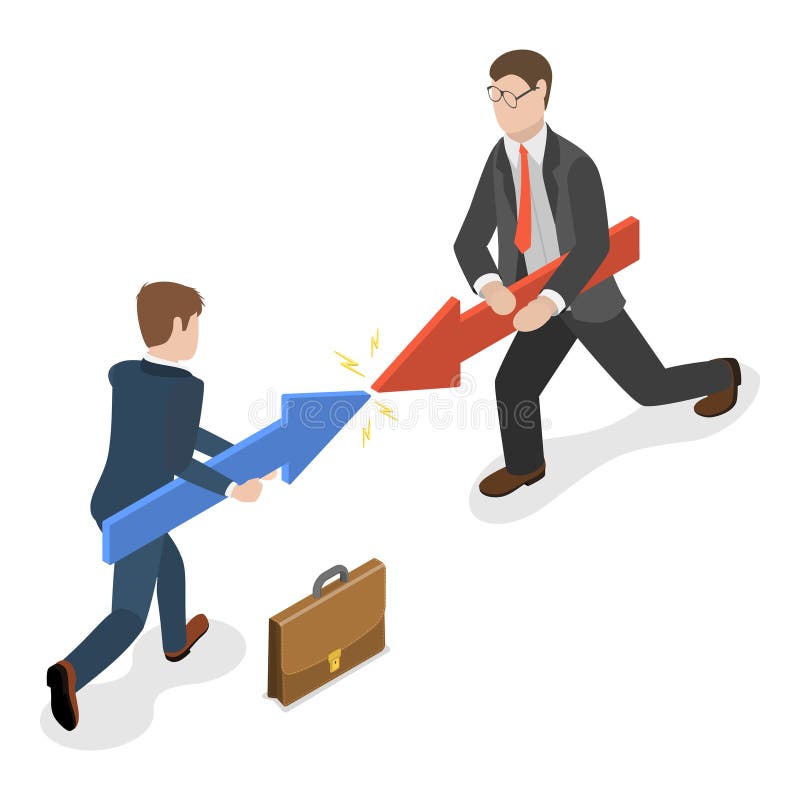 3D Isometric Flat Illustration of Business Conflict. Item 2 Stock ...