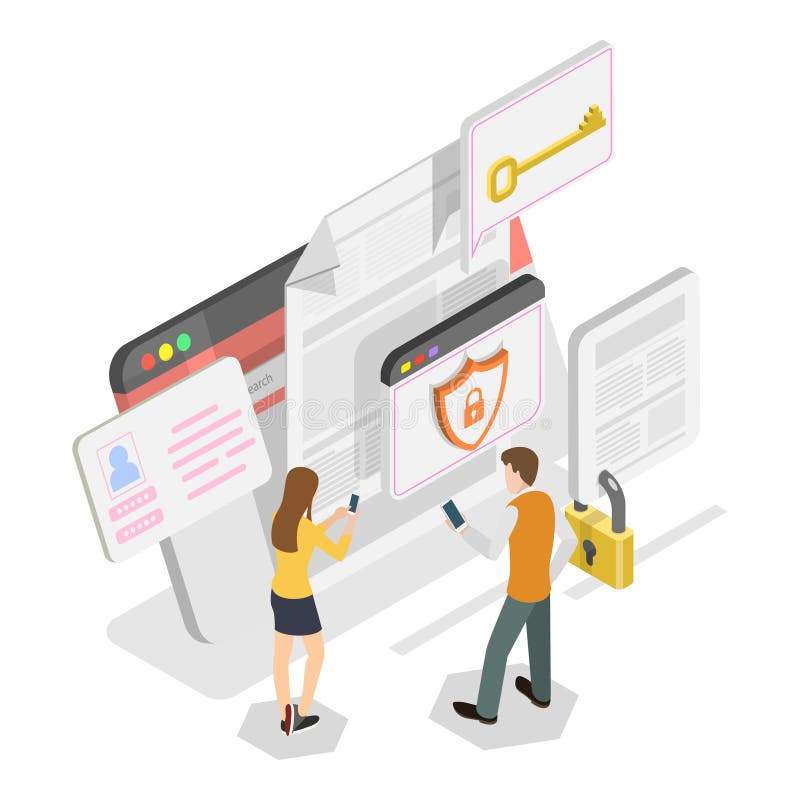 3D Isometric Flat Illustration of Cyber Security. Item 2 Stock ...